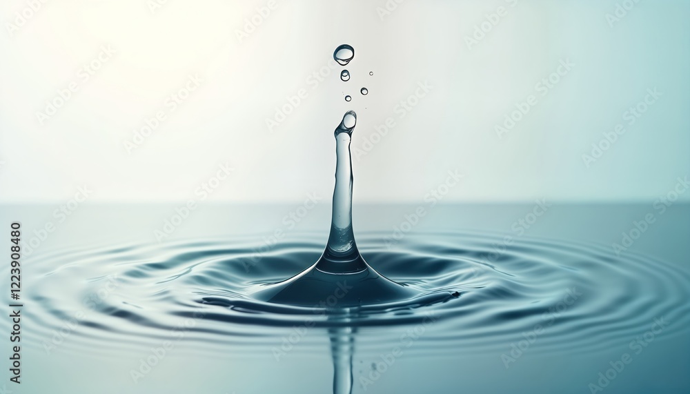 Foto de Stock Clear water drop creates splash. Ripples spread outward ...