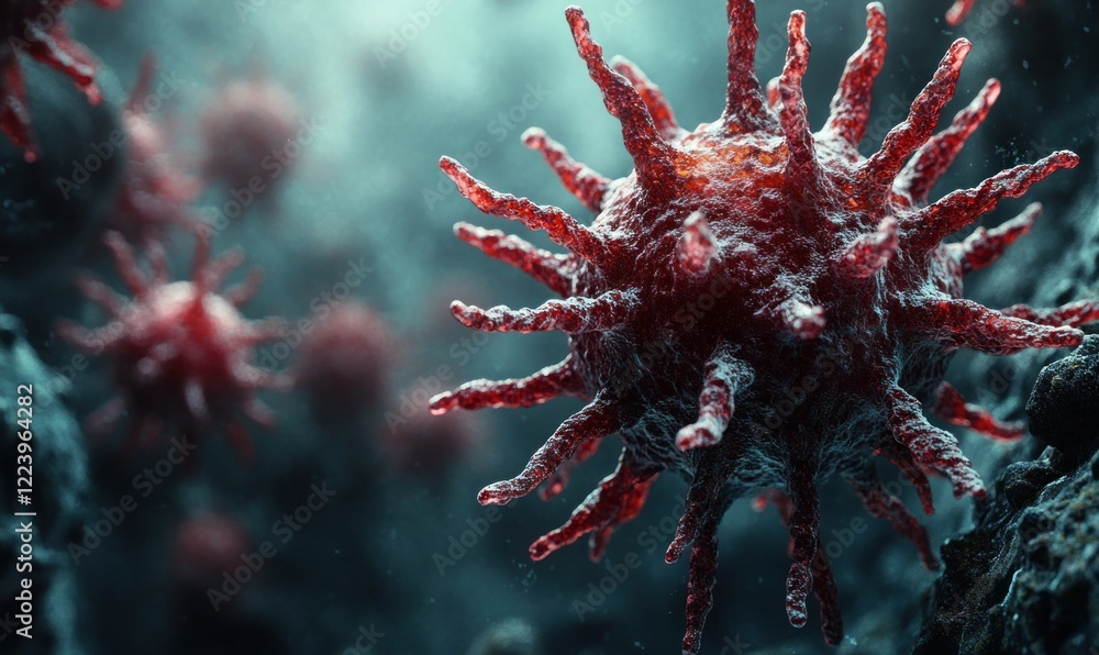 Epstein-Barr Virus Cell 3D Rendering Herpes Infection B Lymphocyte ...