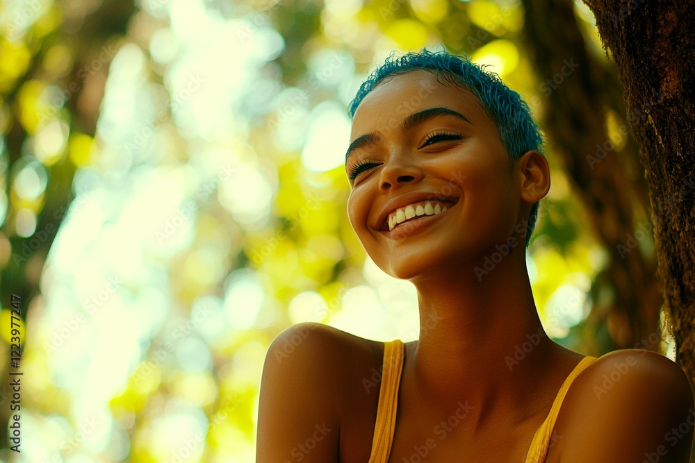 Foto de Stock Pretty happy black girl - for ads, poster and online ...