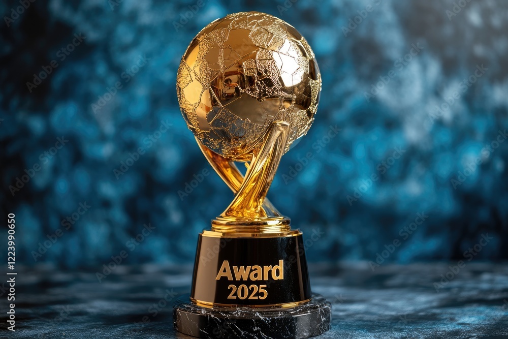 Engraved trophy: award inscription, 2025 year, golden prize, victory ...