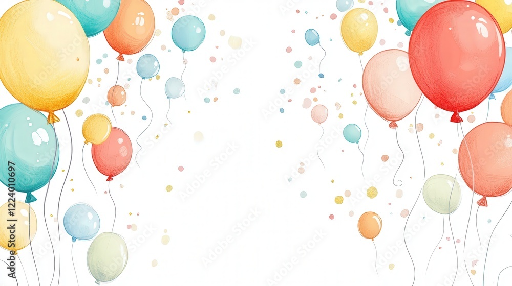 balloons with cute doodle designs, on a transparent background for a ...