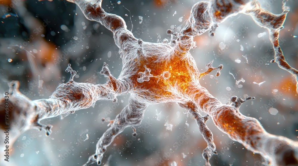 Neuron cell microscopic view, detailed structure, neural network, science background, medical ...