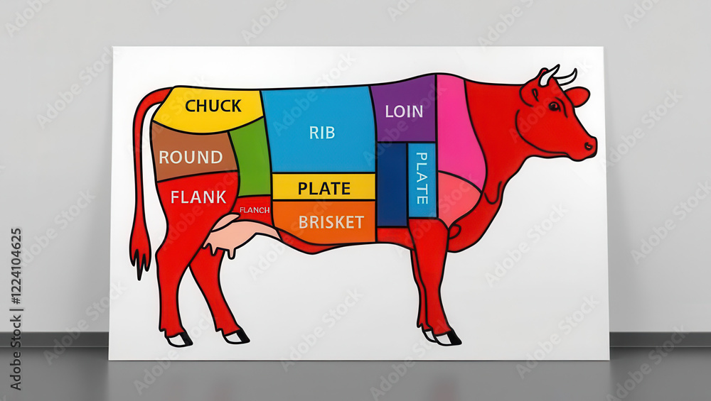 Beef cuts diagram explained culinary classroom educational chart indoor ...