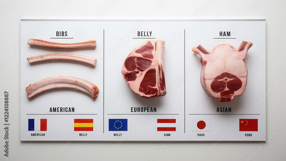 Exploring types of pork cuts ribs belly and ham from different cultures ...
