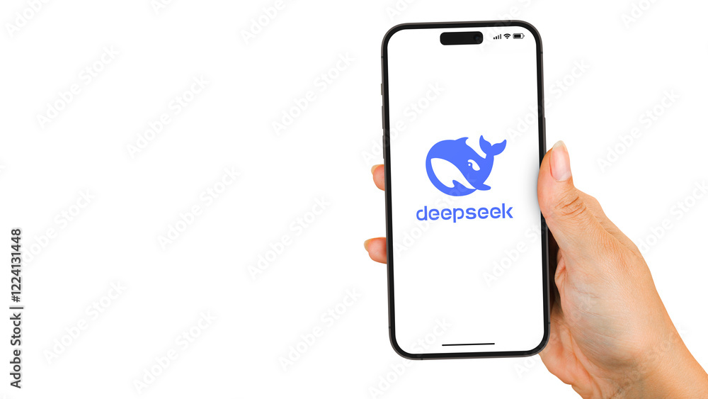 Deepseek artificial intelligence chatbot app on the smartphone iPhone ...