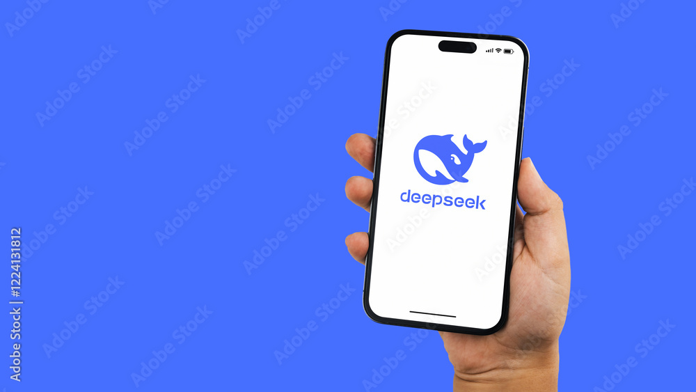 Deepseek artificial intelligence chatbot app on the smartphone iPhone ...