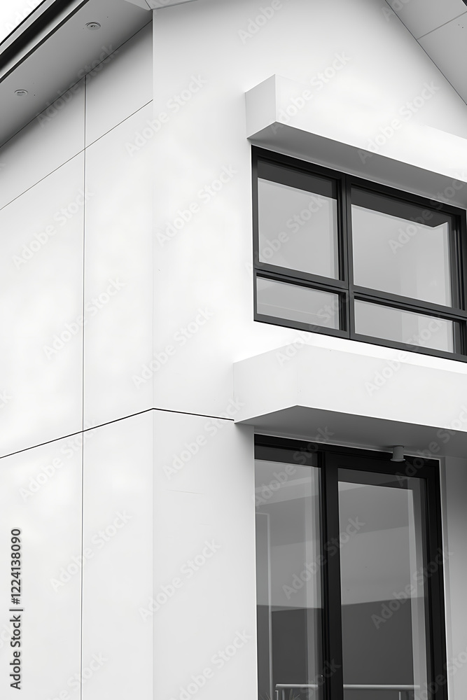 Modern Architectural Design: Sleek White House Exterior with Black ...