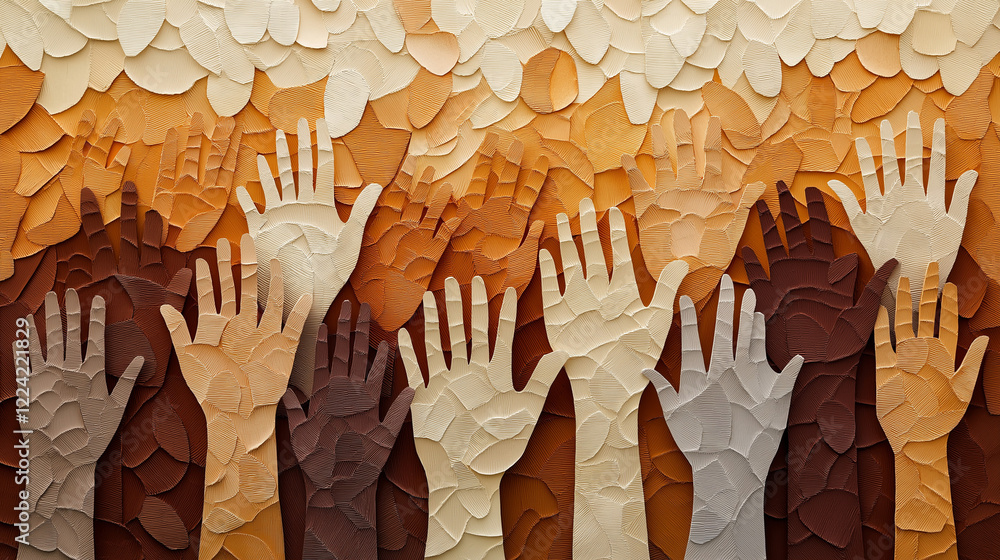Layered Paper Hands in Various Skin Tones, Depicting Diversity ...