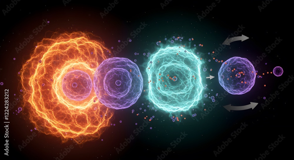 Nuclear Fusion Process Energy Animation Science Visualization Stock ...