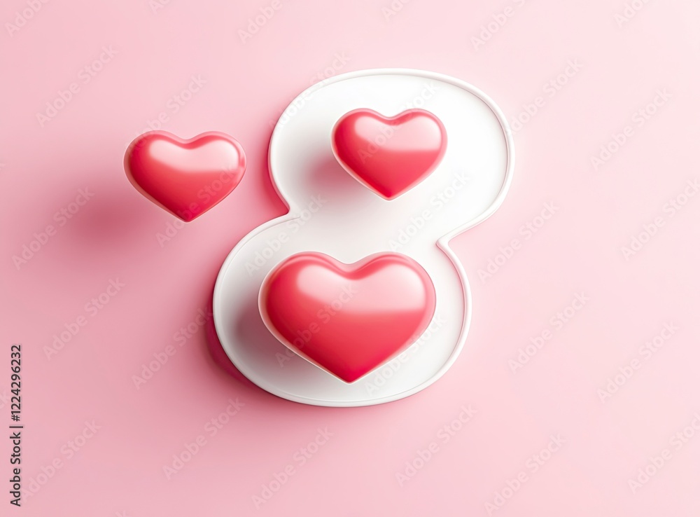 3D vector icon of a like or love symbol for a social media post on a pink background. Love ...