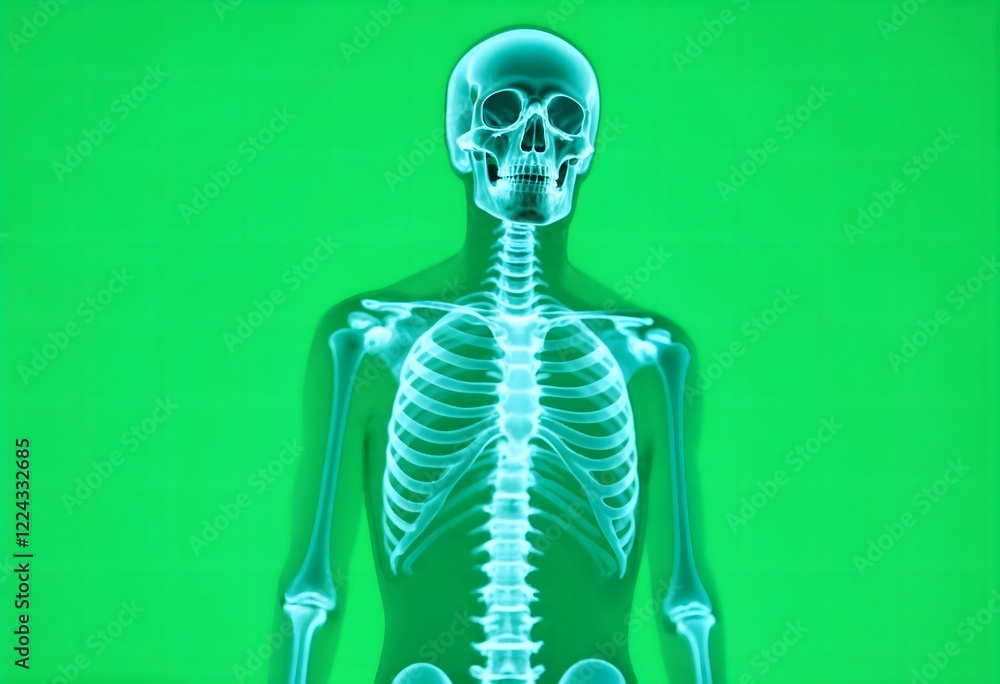 Human Skeleton X-Ray on Green Screen: Anatomy, Medical, Healthcare ...