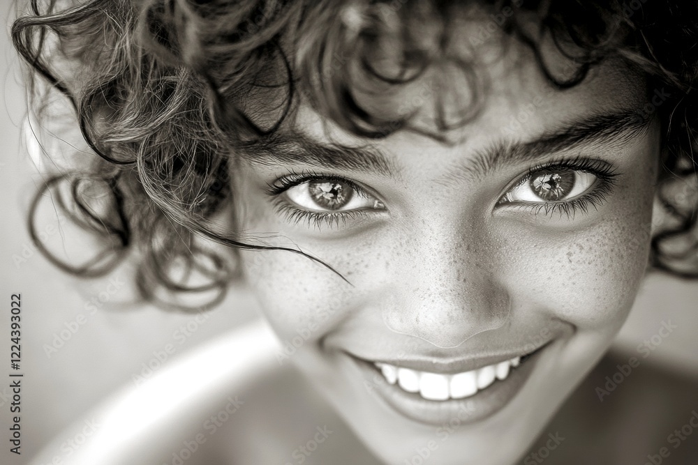 Pretty smiling mixed-race girl - for ads, poster and social online ad ...