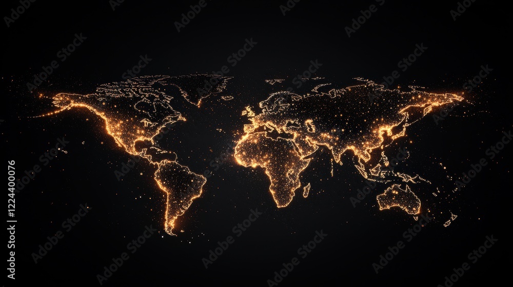 Technology and Data Visualization World map with heatmap showing data ...