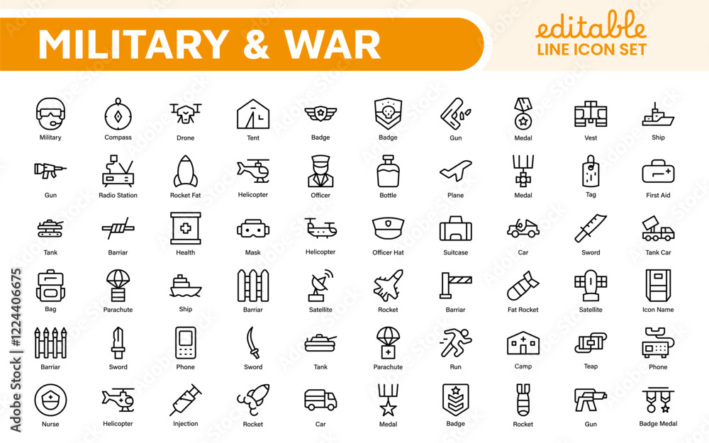 Military and War Icon Set. A powerful collection of icons representing ...