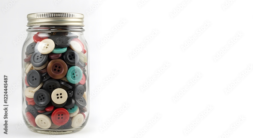 Transparent Mason Jar Filled with Vibrant Colorful Buttons of Various ...