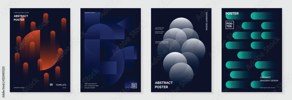 Modern gradient poster background vector set. Minimalist cover template ...