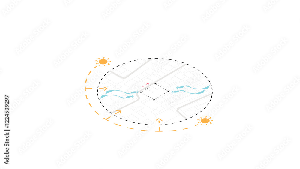 isometric architecture site analysis symbol icon element drawing ...