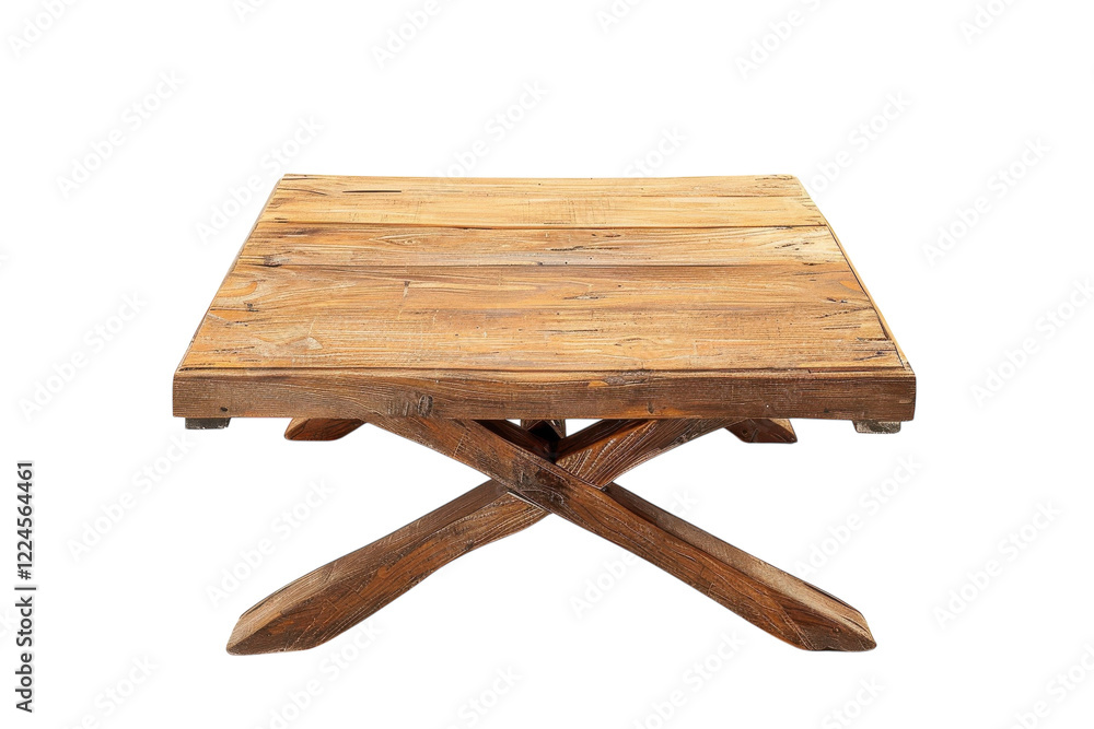 Rustic wooden coffee table with a cross-legged design, perfectly ...