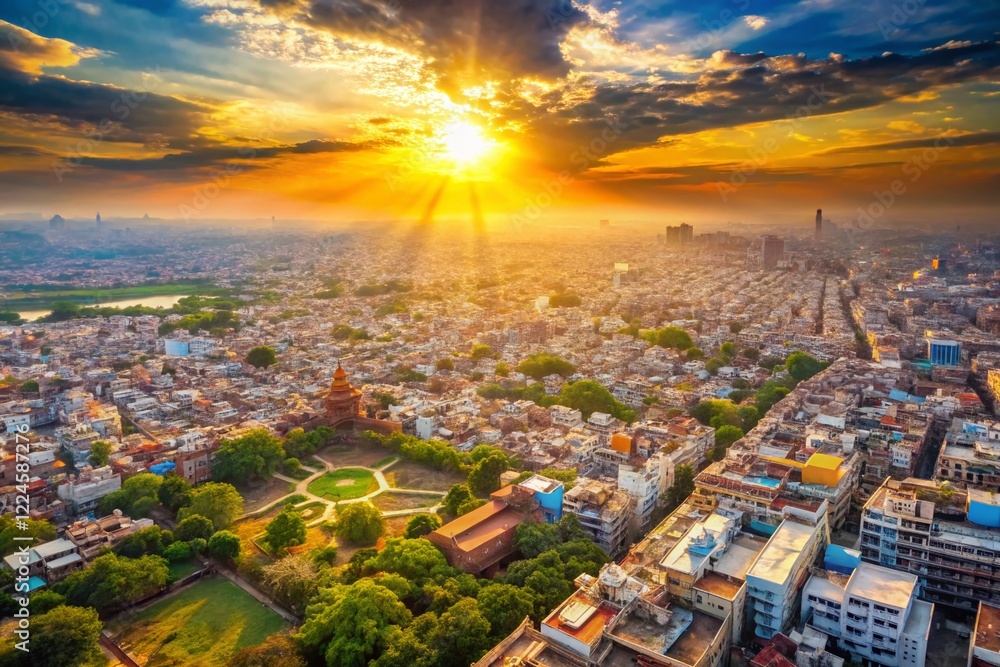 Ilustración de Stock Delhi District Map with Neighboring States: Aerial ...