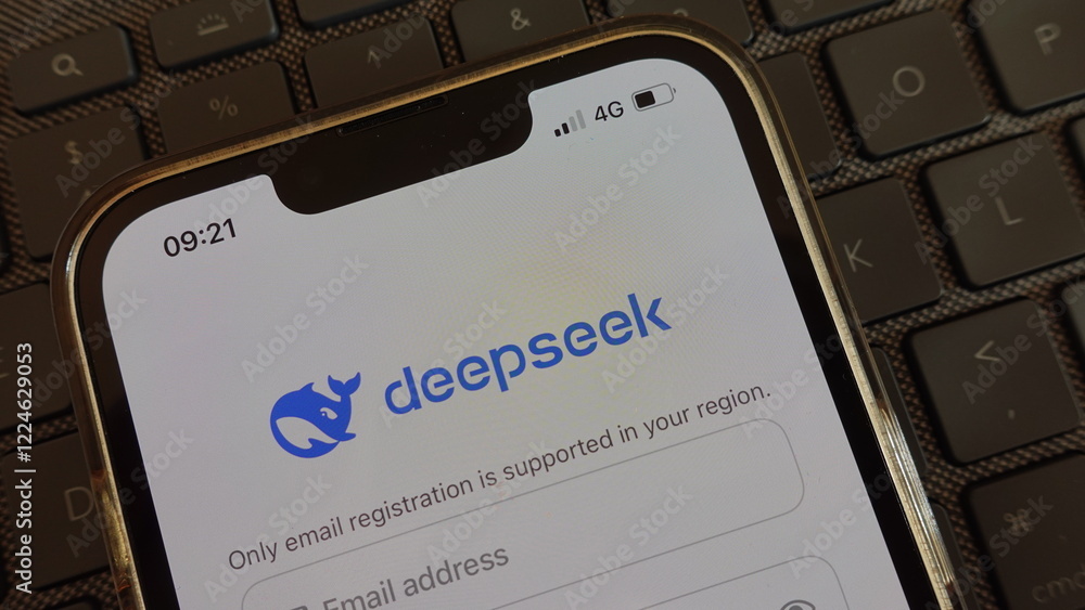 Foto de Stock Porches, Portugal - January 28, 2025: Chinese DeepSeek AI app with DeepThink (R1 ...