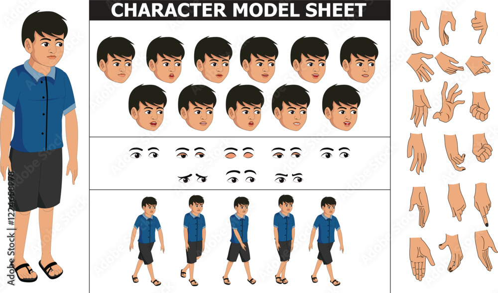 Boy Sprite Sheet | Rigged 2D Character with Lip Sync, Walk Cycle, Eye ...