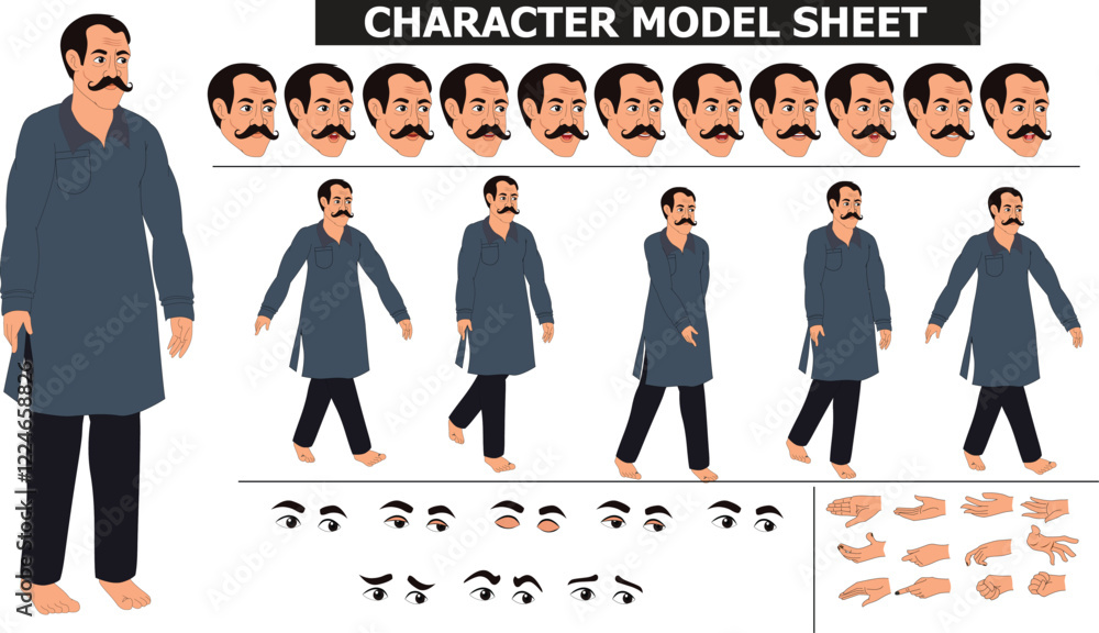 Indian Village Man Sprite Sheet | Rigged 2D Character with Lip Sync ...