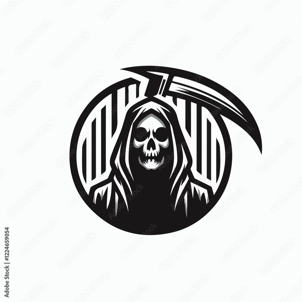 Grim Reaper Emblem: A stylized illustration of the Grim Reaper ...