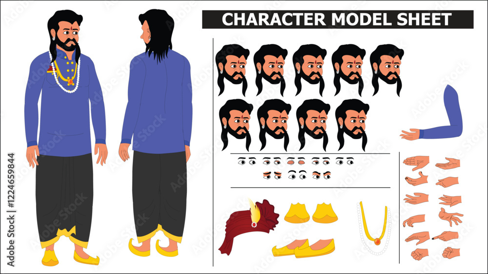 Indian Rich Village Young Man Sprite Sheet | Rigged 2D Character with ...