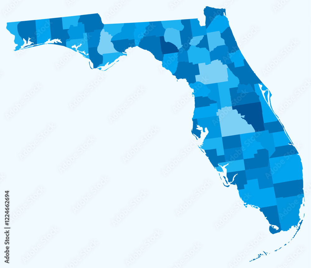 Map of Florida with counties. Just a simple state border map with ...