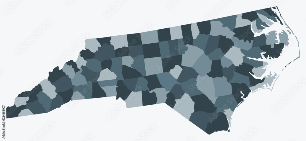 Map of North Carolina with counties. A simple state border map with ...