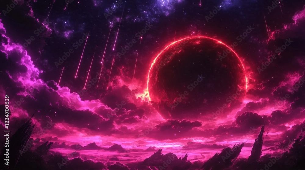 red, planet, space, fantasy, cosmic, apocalypse, destruction, fire, sky ...