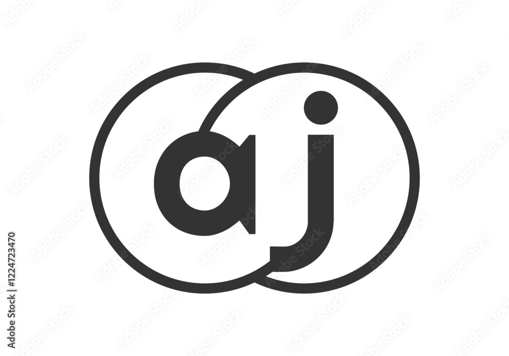 AJ business company emblem with outline rounds and letters a j. Logo ...