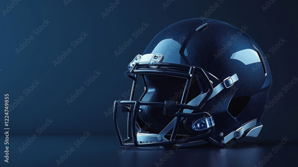 Modern football helmet on deep navy background, showcasing sleek design ...