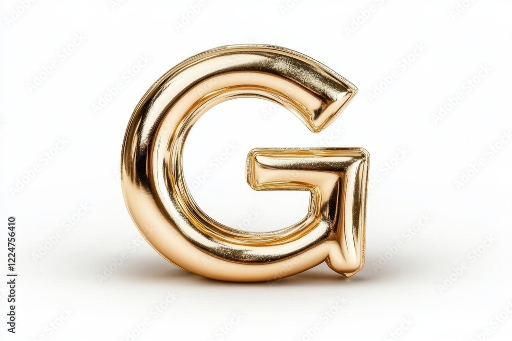 Shiny Gold Letter G 3D Render Isolated on White Background for Creative ...