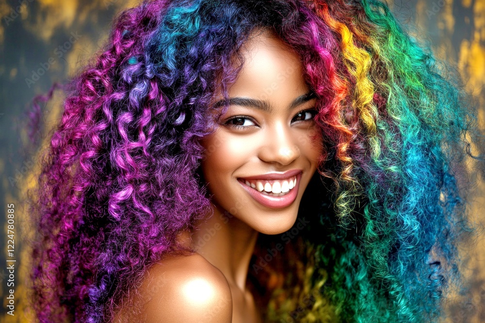 Commercial ad creative. Long haircut - multicolored hair. Stunning ...