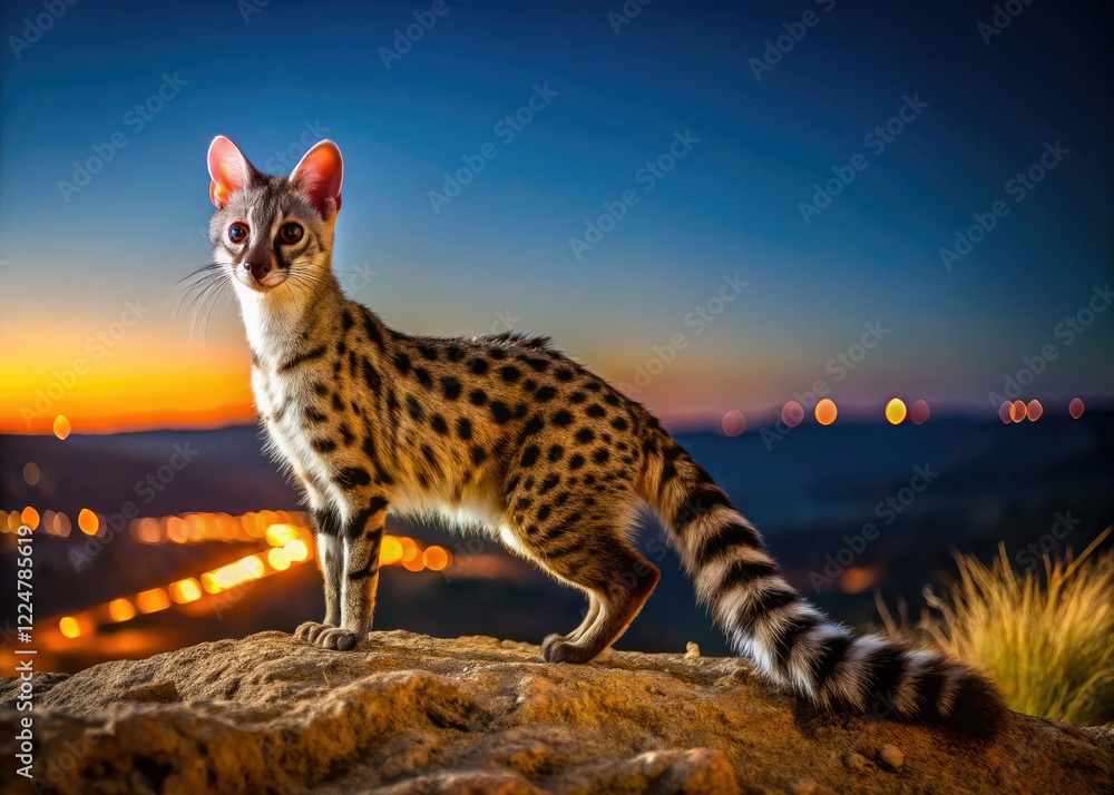 Avila, Spain: Night vision captures a wild common genet, showcasing ...