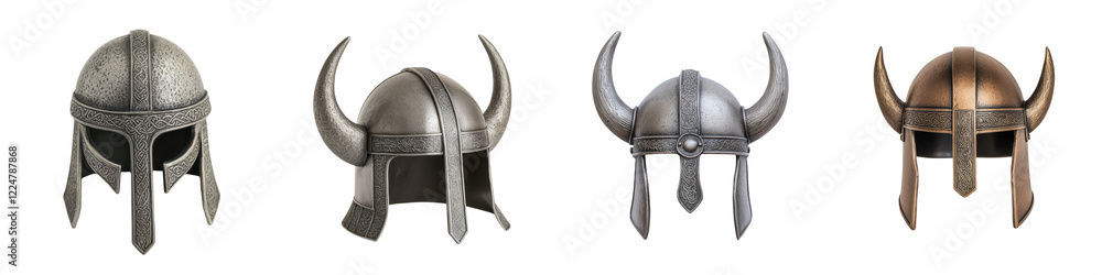 Assortment of Iconic Medieval Warrior Helmets and Armor for Battle ...