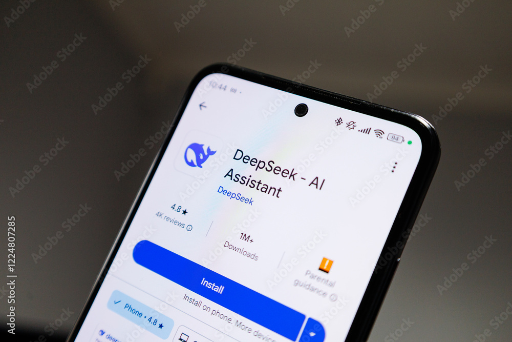 DeepSeek generative AI app on android phone Google Play Store Stock ...