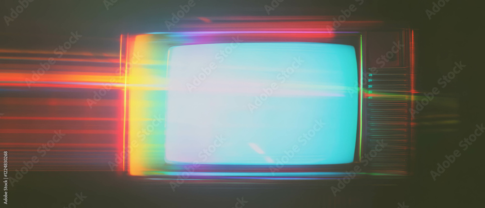 Retro TV screen overlay texture featuring rainbow effect and color ...