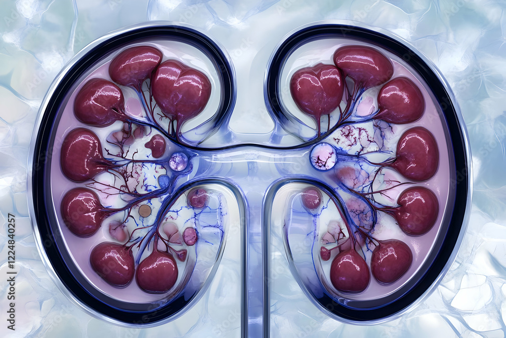 Anatomical Model of a Kidney Shows Internal Structures and Vessels ...