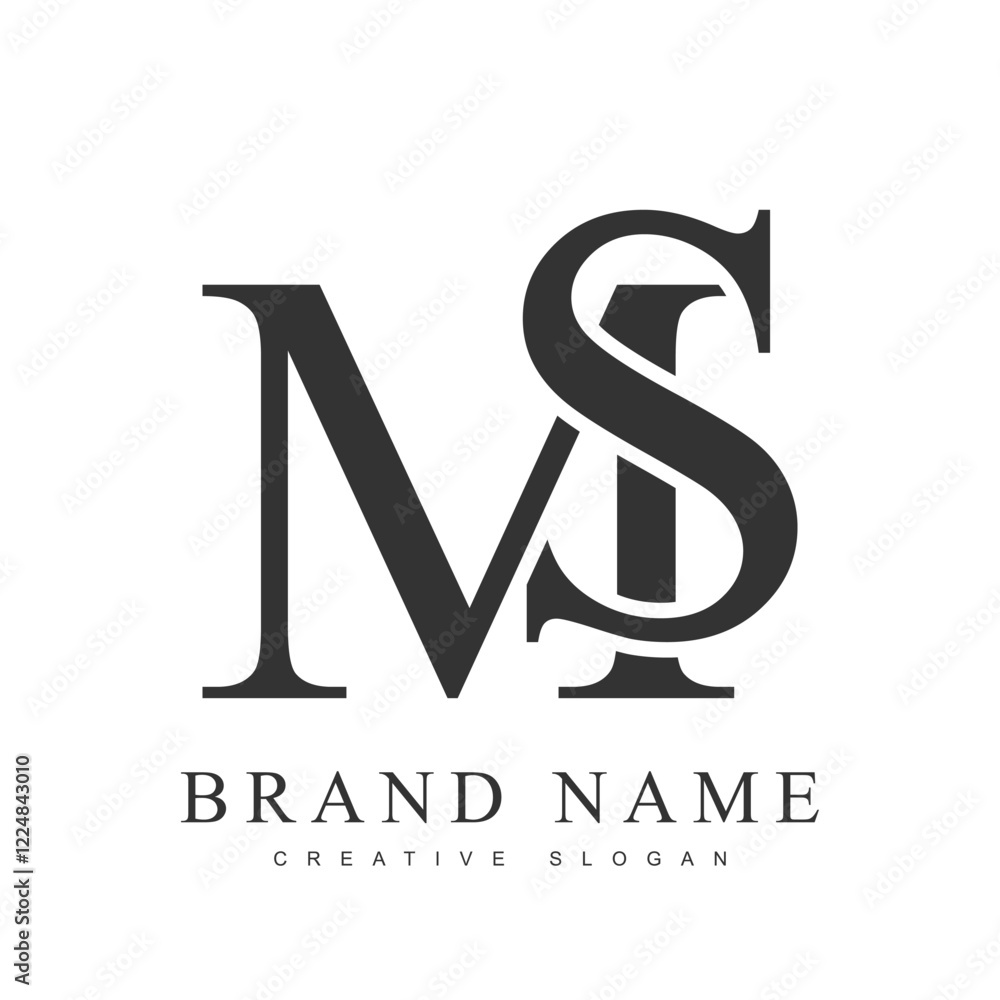 MS trendy logotype template. Initial letter m and s classic font style ...