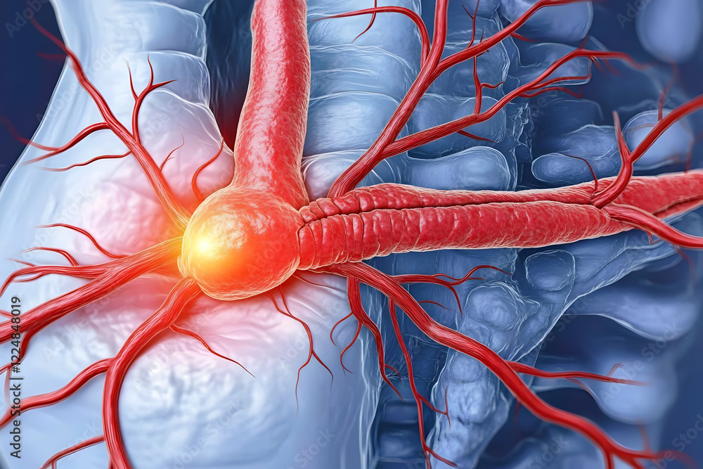 Abdominal Aortic Aneurysm Illustration: Bulging and Weakened Aorta with ...
