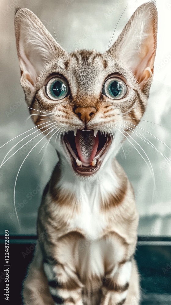 Cat pulling funny faces in a photo booth session, capturing playful ...