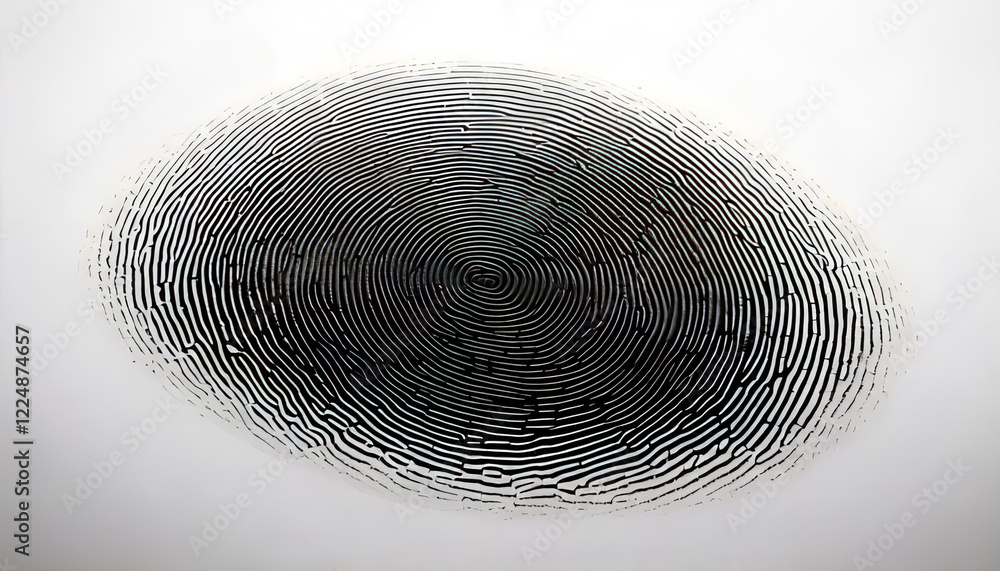 "Black fingerprint showcasing unique loops and ridges, high contrast on ...