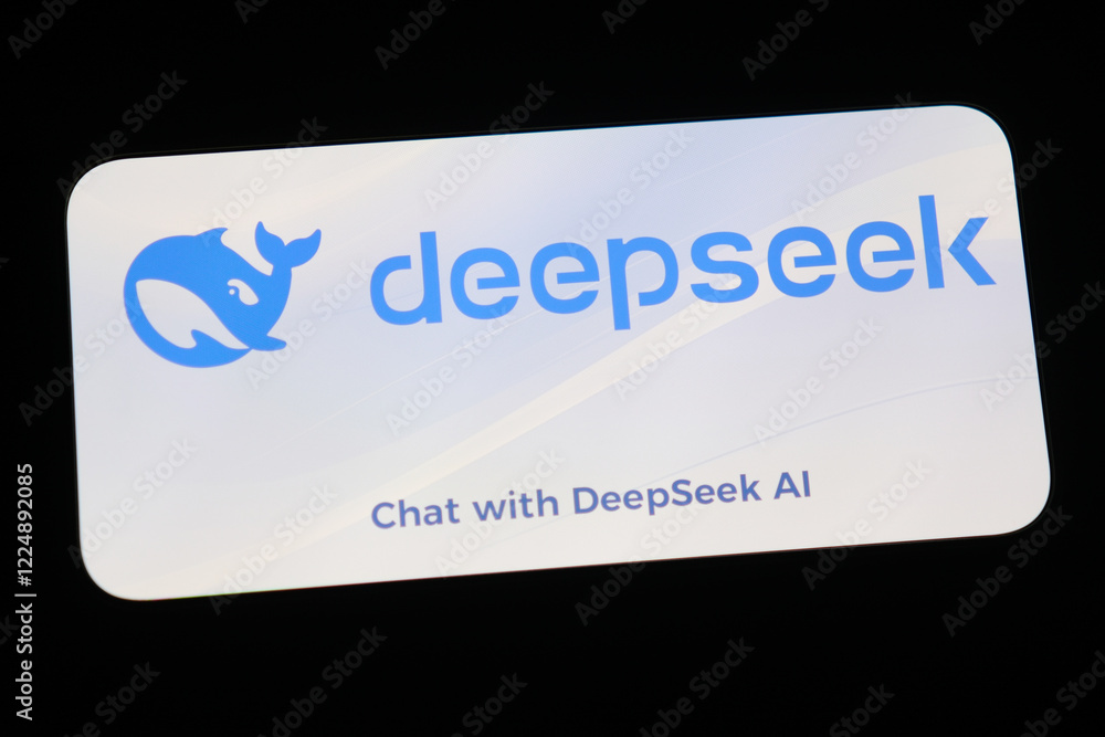 Shanghai,China-Jan.28th 2025: DeepSeek logo on screen, AI model company ...
