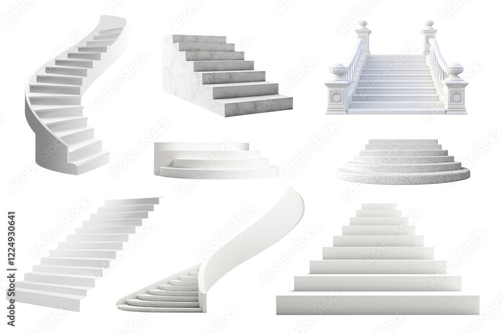 PNG White stairs element set on transparent background Stock Photo ...
