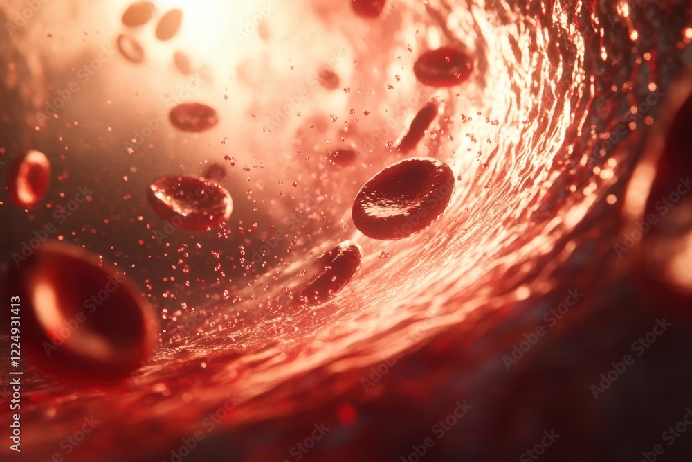 Stock-Illustration „Dynamic visualization of blood cells flowing in the ...