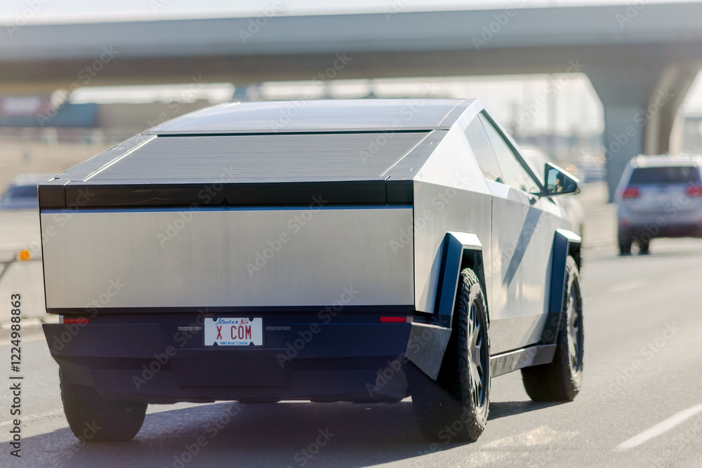 Calgary, Alberta, Canada. Jan 25, 2025. A Tesla Cybertruck, a battery ...