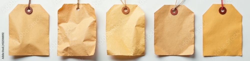Blank kraft paper tags, various sizes and shapes, design, simple, kraft ...
