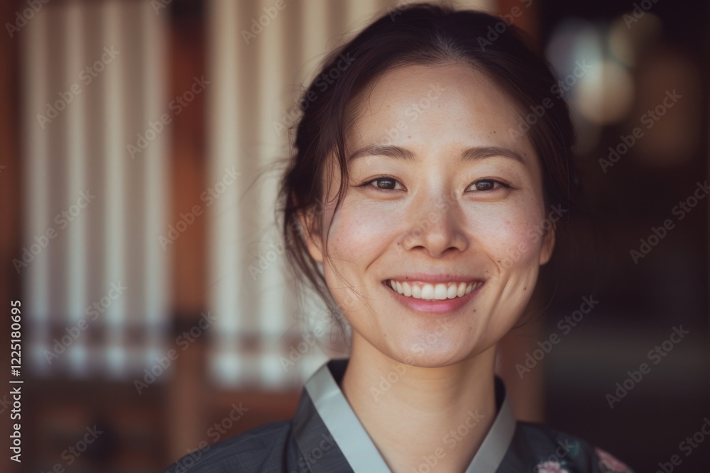 Highquality detailed photo of smiling South Korean couple in hanbok at ...